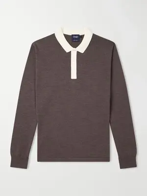 DRAKE'S Merino Wool-jersey Polo Shirt - Brown
