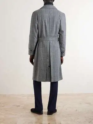 Dunhill Belted Herringbone Wool Trench Coat