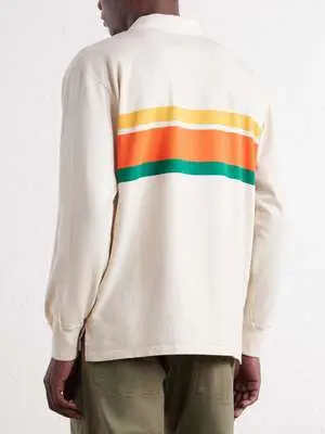 DRAKE'S Striped Cotton-jersey Polo Shirt