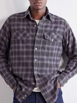 DRAKE'S Checked Cotton And Silk-blend Shirt
