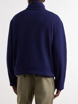 DRAKE'S Shell-trimmed Fleece Half-zip Jacket - Blue