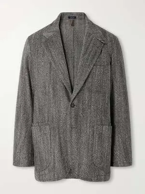 DRAKE'S Western Games Mélange Virgin Wool-tweed Blazer - Gray