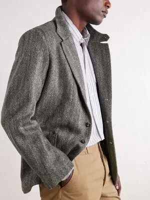 DRAKE'S Western Games Mélange Virgin Wool-tweed Blazer