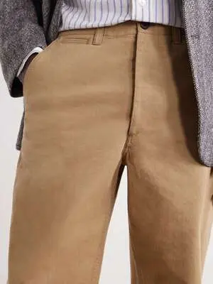DRAKE'S Officer Chino Wide-leg Cotton-twill Trousers