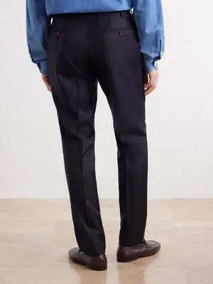 Canali Tapered Pleated Wool-twill Trousers