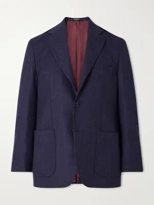 Rubinacci Darted Flecked Wool-herringbone Suit Jacket - Blue