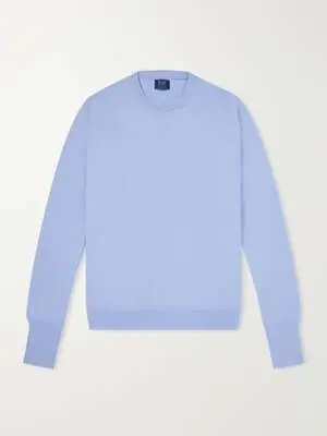 William Lockie Rib-trimmed Cashmere Sweater - Light Blue