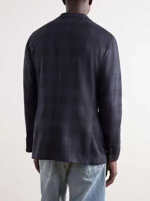 Boglioli Prince Of Wales Wool And Nylon-blend Blazer