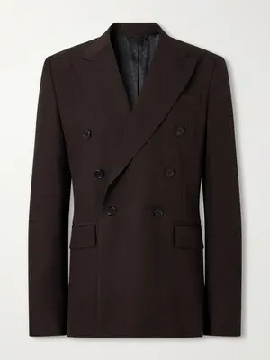 Acne Studios Double-breasted Herringbone Blazer - Brown