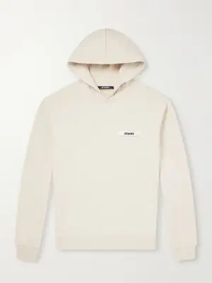Jacquemus Logo-appliquéd Cotton-jersey Hoodie - Neutrals