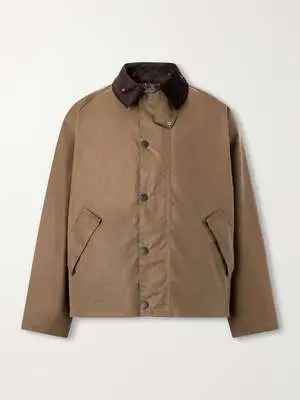 Barbour Transport Corduroy-trimmed Waxed-cotton Blouson Jacket - Brown