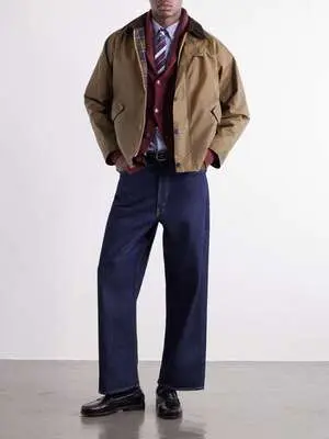 Barbour Transport Corduroy-trimmed Waxed-cotton Blouson Jacket