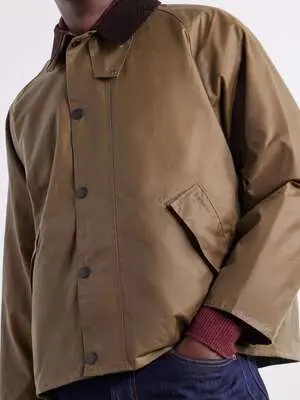 Barbour Transport Corduroy-trimmed Waxed-cotton Blouson Jacket