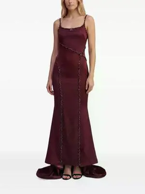 MARCO GABRIELLI ATELIER Beaded-trim Maxi Evening Dress