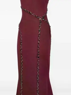 MARCO GABRIELLI ATELIER Beaded-trim Maxi Evening Dress