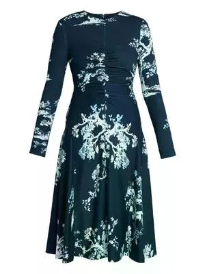 Erdem Long-sleeve Draped Midi Dress