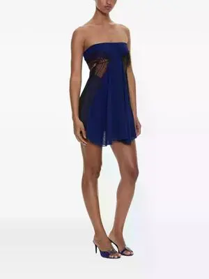 Christopher Esber Aira Strapless Lace-trim Mini Dress - Blue