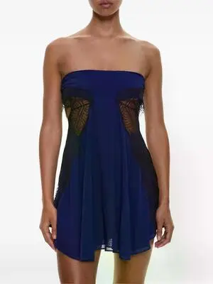 Christopher Esber Aira Strapless Lace-trim Mini Dress - Blue