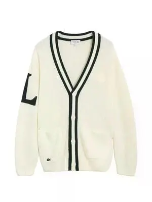 Lacoste Badge Accent Wool Blend Golf Cardigan