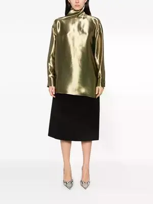 FERRAGAMO High-neck Panelled Midi Dress