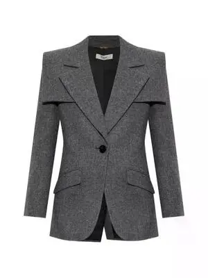 Chloé Single-breasted Tailored Jacket In Chiné Wool - Grey