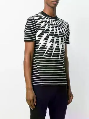Neil Barrett Striped Lightning Bolt T-shirt