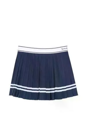 Sporty & Rich Pleated Striped-trim Tennis Mini Skirt - Blue