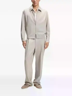 BOSS Relaxed-fit Trousers In Patterned Virgin Wool - Neutrals