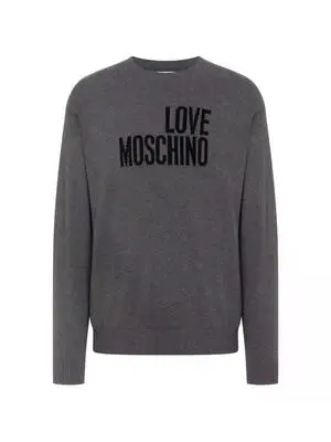 Moschino Logo-intarsia Knitted Sweater - Grey
