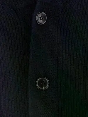 ROBERTO COLLINA Shawl-collar Ribbed-knit Cardigan