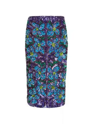 P.a.r.o.s.h Longuette Sequin-embellished Floral-pattern Midi Skirt