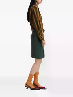 Marni Deep Leather Skirt With Leaf Pockets