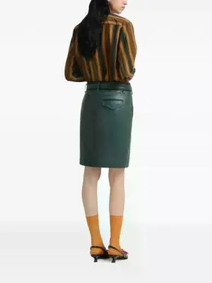 Marni Deep Leather Skirt With Leaf Pockets