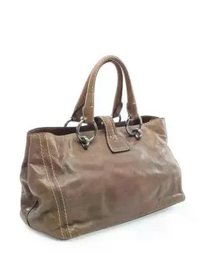 Prada 2000s Contrast-stitch Leather Tote Bag