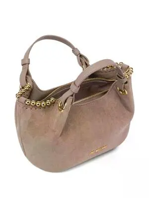 Moschino Bead-embellished Faux-suede Shoulder Bag