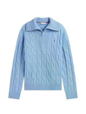 Tommy Hilfiger Cable-knit Quarter-zip Sweater - Blue