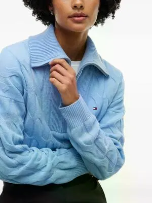 Tommy Hilfiger Cable-knit Quarter-zip Sweater - Blue