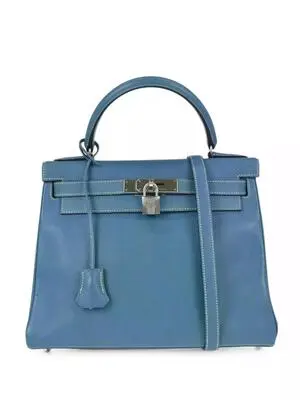 Hermès 1999 28 Kelly Retourne Tote Bag - Blue