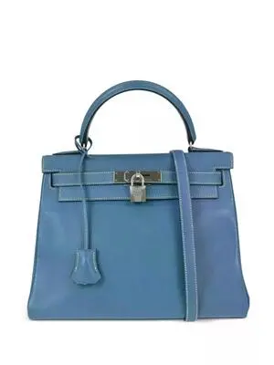 Hermès 1999 28 Kelly Retourne Tote Bag - Blue