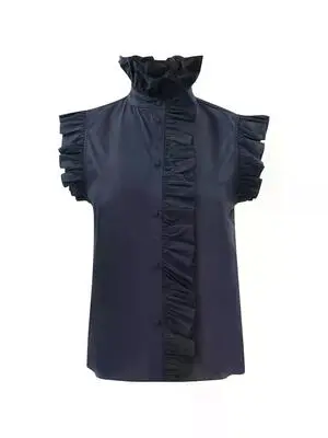 CHRISTY LYNN Marfa Ruffled Sleeveless Top - Blue