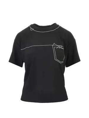 Emporio Armani T-shirt In Stretch Viscose With A Pocket Outline - Black