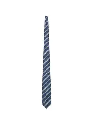 Kiton Striped Wool Tie - Blue