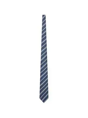 Kiton Striped Wool Tie - Blue