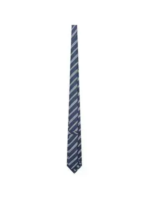 Kiton Striped Wool Tie - Blue