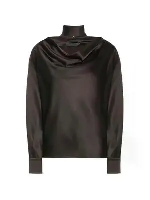 Max Mara Cowl-neck Silk Shirt - Brown
