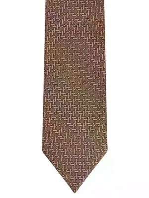 FURSAC Geometric-pattern Silk Tie - Brown