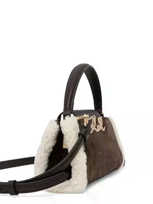 Karl Lagerfeld Shearling-trim Suede Shoulder Bag - Brown