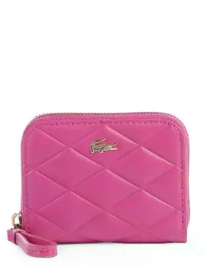 Lacoste Small Crocodelle Quilted Leather Coin Purse - Pink