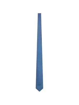 Kiton Geometric-print Silk Tie Blue