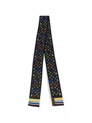 LOUIS VUITTON Monogram Multicolor Bandeau Scarf - Black